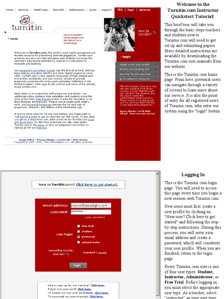 Turnitin Tutorial | PDF | Login | Turnitin