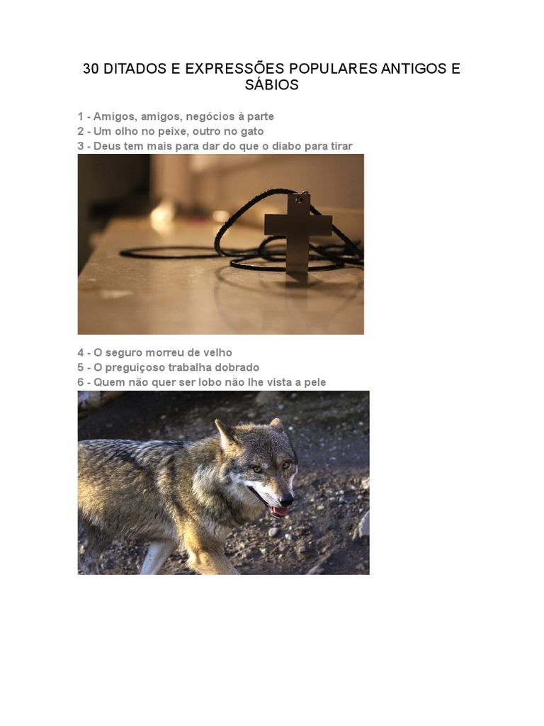 30 Ditados e Expressões Populares Antigos e Sábios | PDF