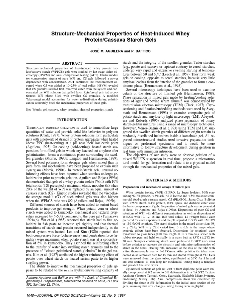 Structure-Mechanical Properties of Heat-Induced Whey Protein - Cassava ...