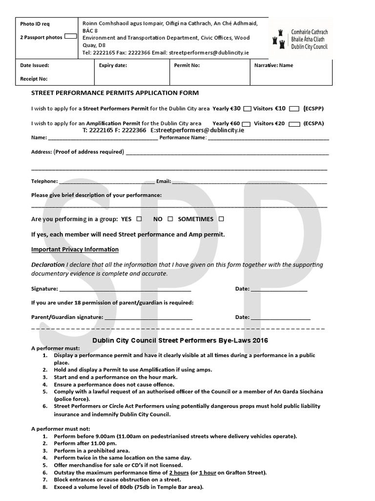 Street Performance Permit Application Form 2020 | PDF | Justice | Crime ...
