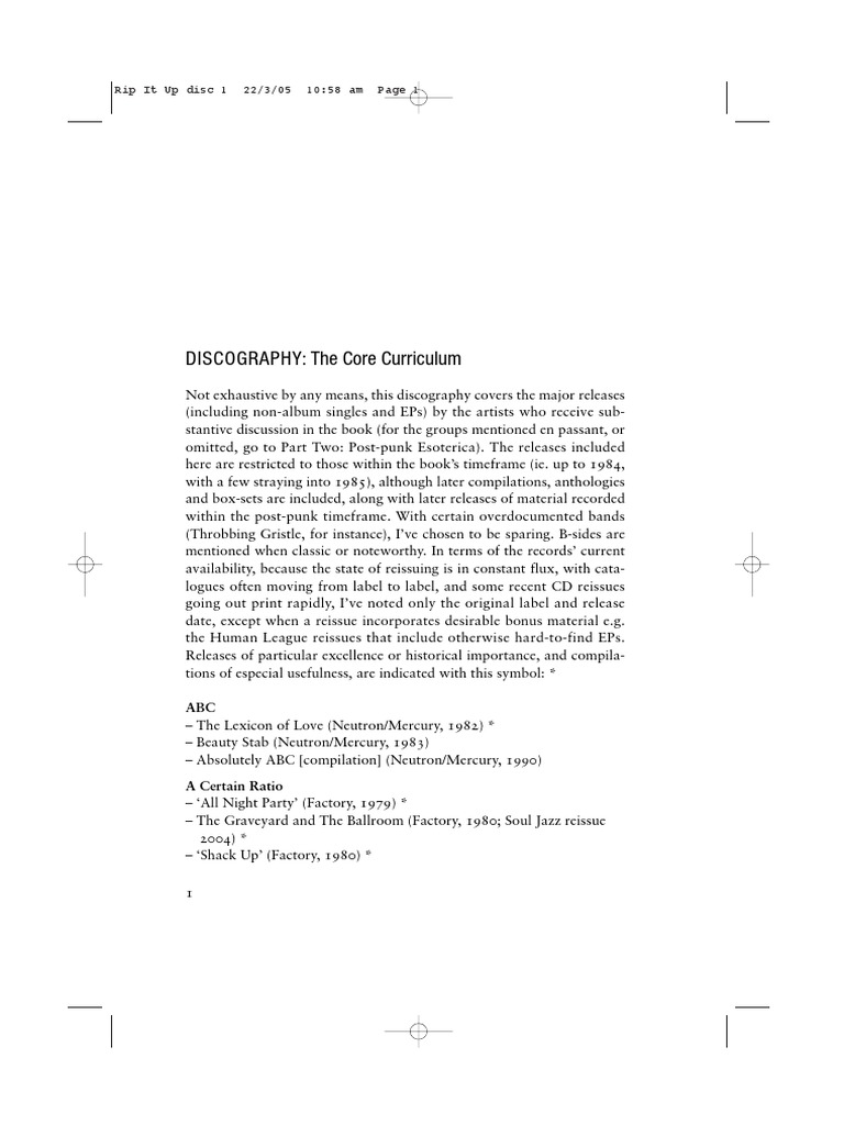 Simon Reynolds Post Punk Discography Part 1 | PDF | Rock Music | Albums