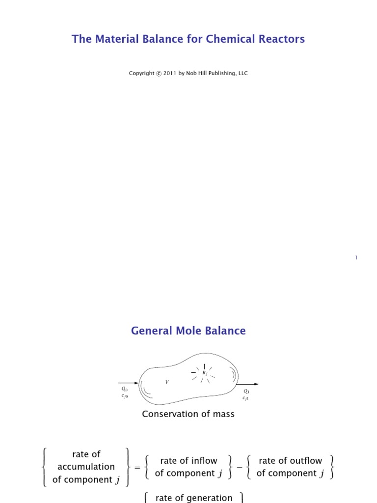 Mass Balance Over Reactors | PDF | Reaction Rate | Chemical Reactor