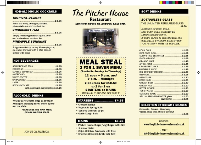 Pitcher Menu | PDF | Drink | Soft Drink