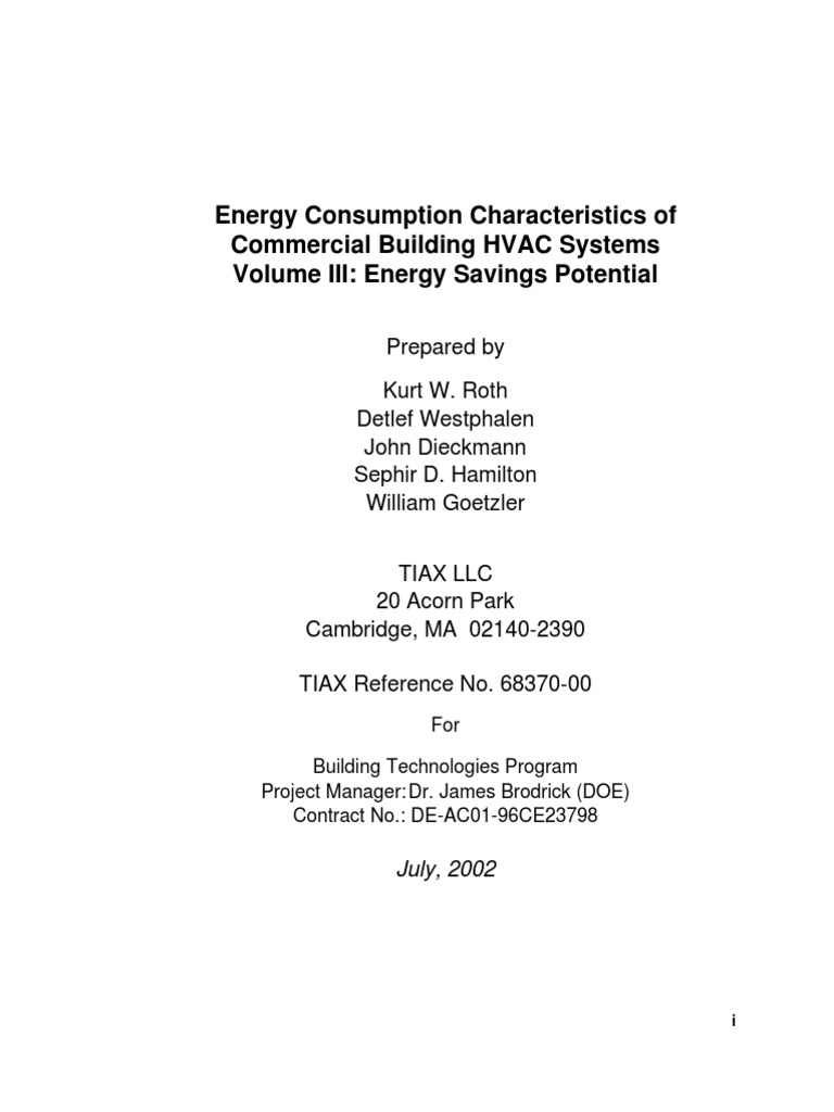 DOE Report | PDF | Hvac | Air Conditioning