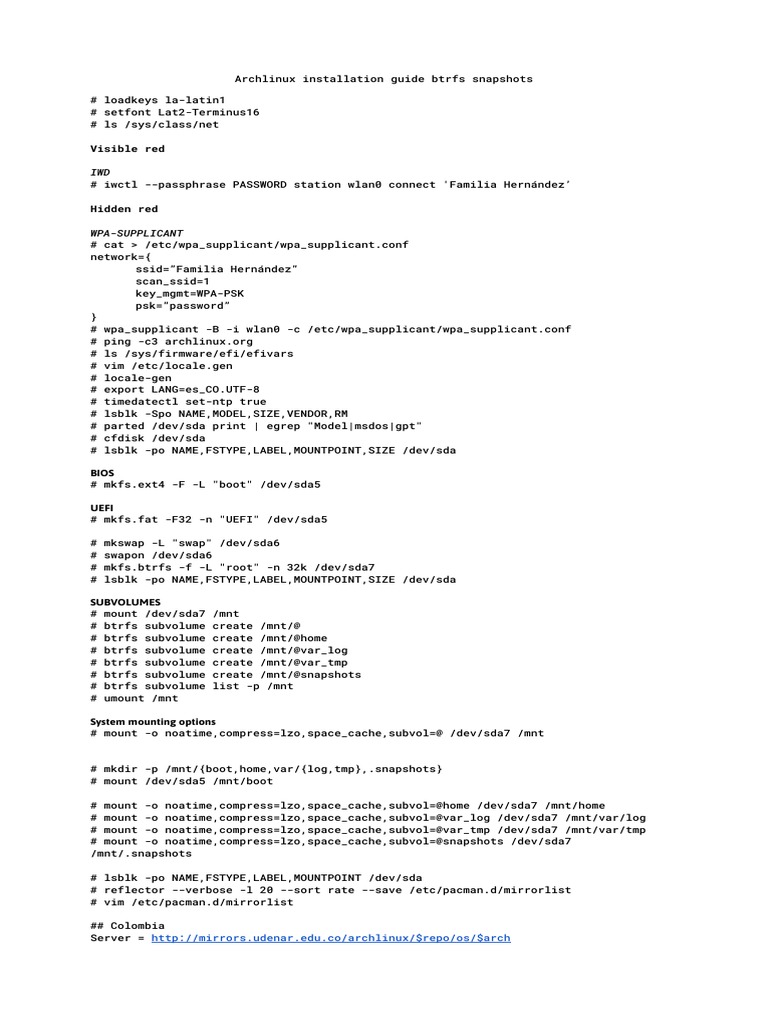 Archlinux Btrfs-Snapshots Installation Guide | PDF | Computer Science | Unix