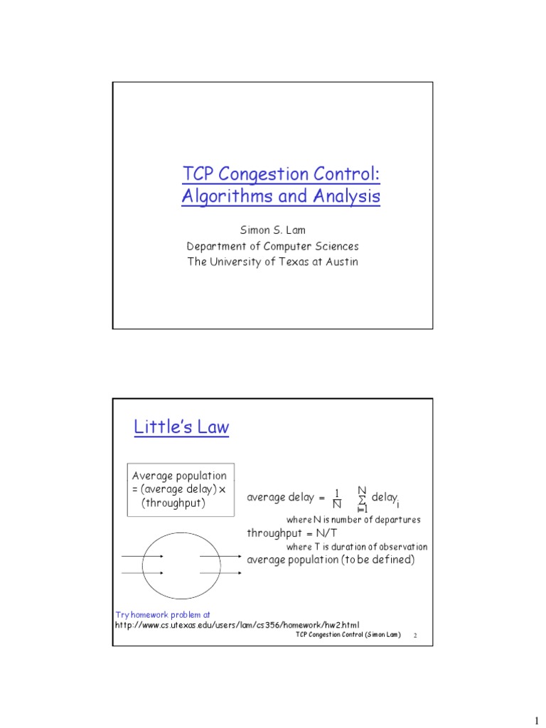 TCP Congestion Control: Algorithms and Analysis: Try Homework Problem at | PDF | Transmission ...