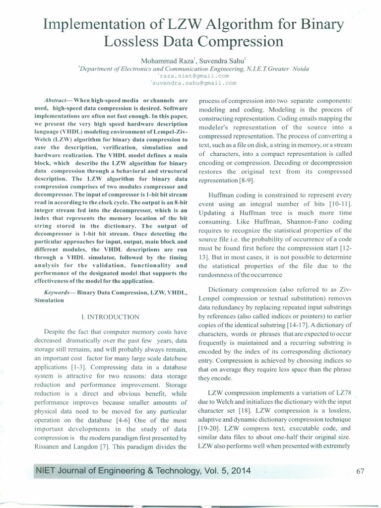 13 - Implementation of LZW Algorithm For Binary Lossless Data ...