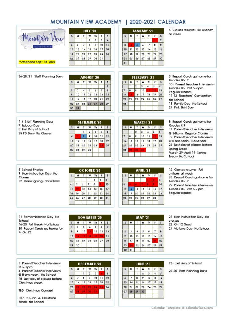 2020 2021 School Calendar 2 | PDF | Evaluation | Social Institutions