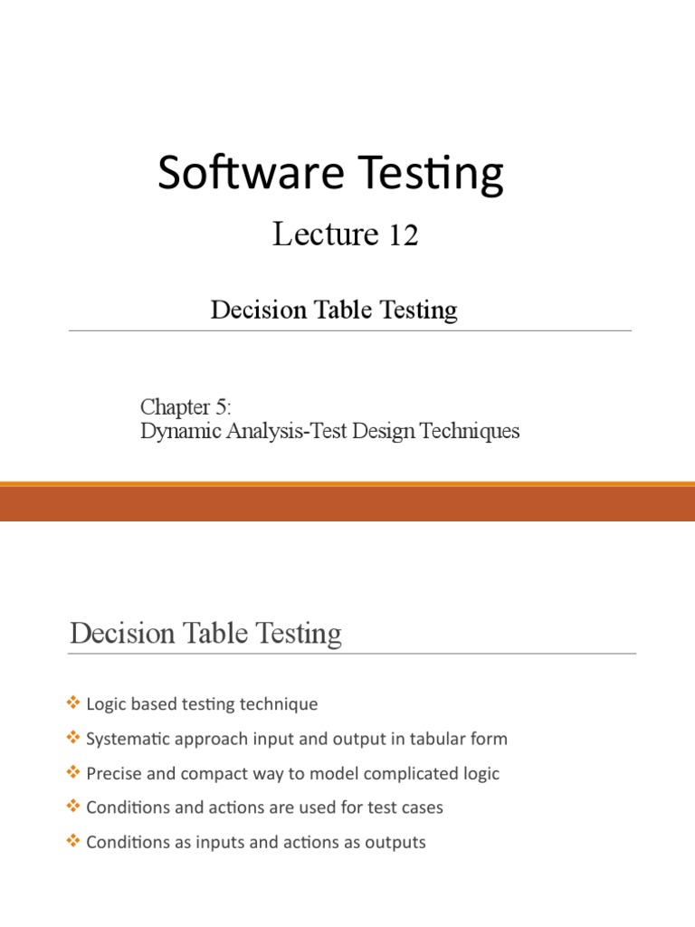 ST - Lecture12 - Decision Table | PDF | Computing | Software Testing