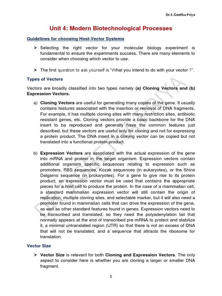 Biotech Vector Selection Guide | PDF | Plasmid | Molecular Cloning