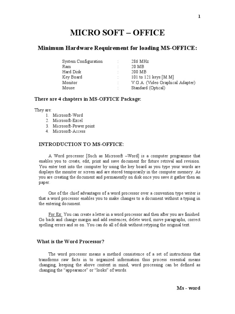 Ms Office Notes | PDF | Microsoft Word | Letter Case