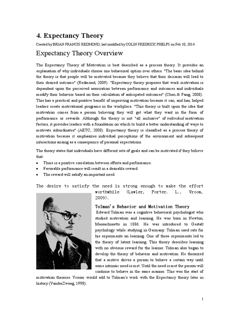 Expectancy Theory | PDF | Motivation | Motivational
