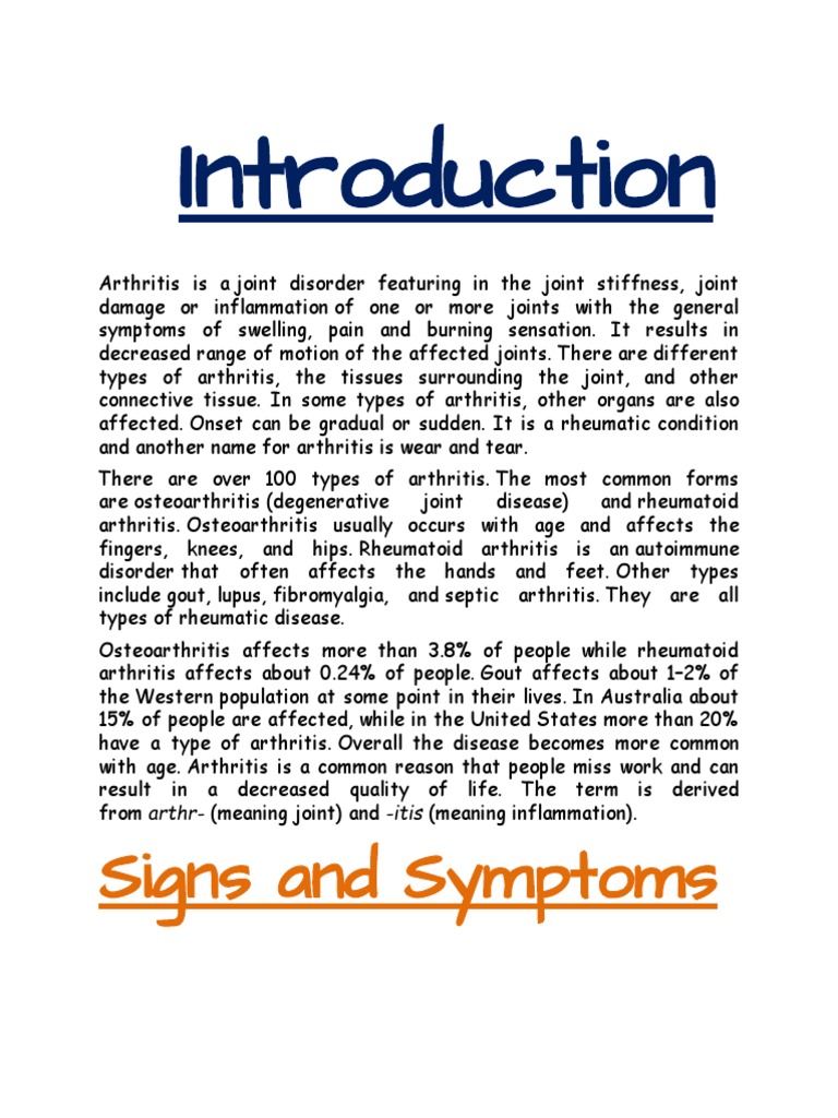 Arthritis Project | PDF | Arthritis | Osteoarthritis