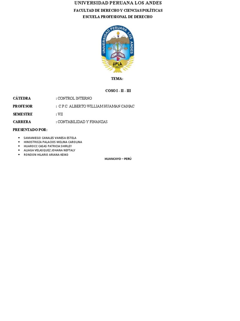 Caratula Control Interno | PDF | Evaluación | Contabilidad