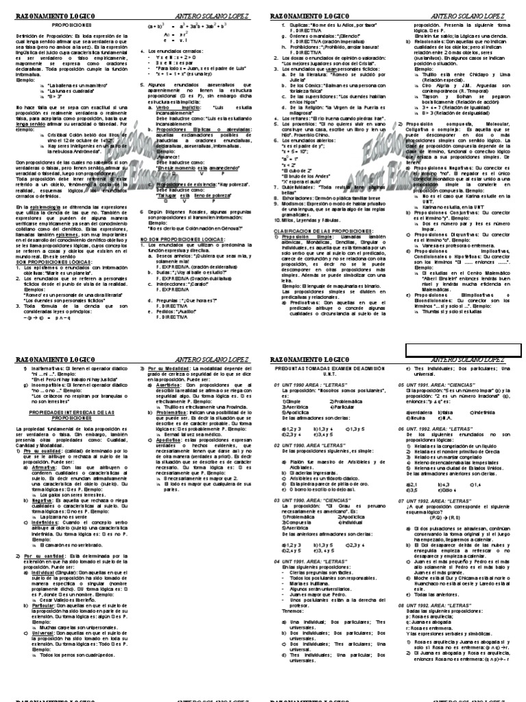 Raz. Logico - Proposiciones | PDF | Proposición | Oración (Lingüística)