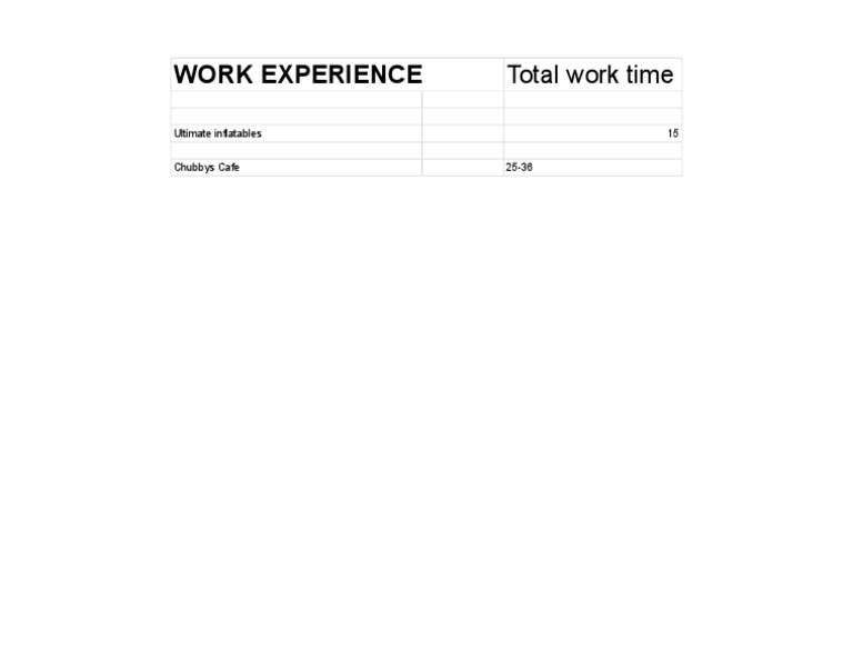 Work Experience - Sheet1 | PDF