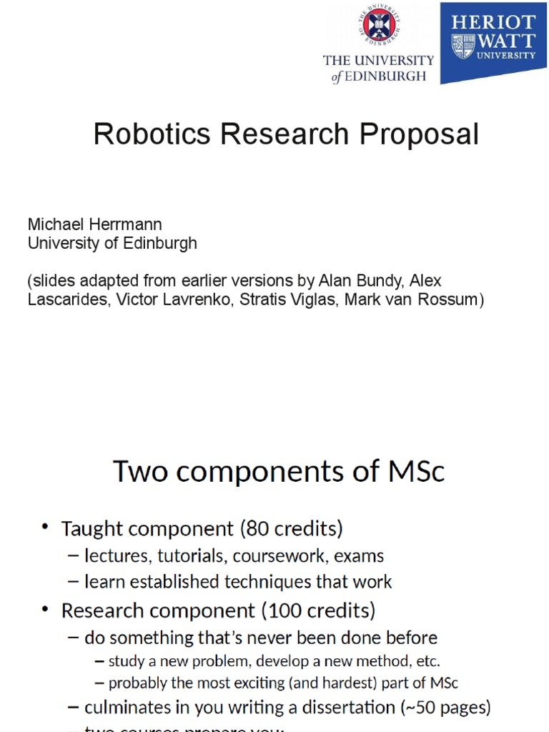 Robotics Research Proposal | PDF | Hypothesis | Thesis