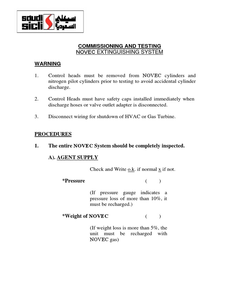 NOVEC System - Commissioning and Testing | PDF | Battery Charger ...