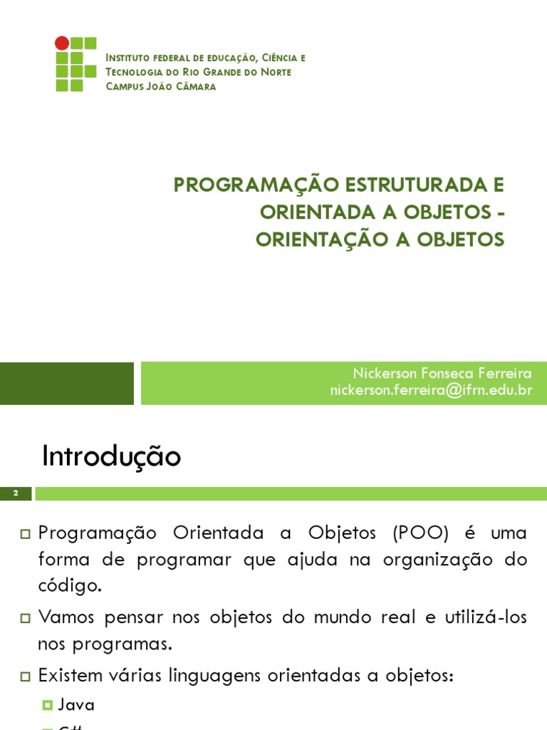 A03 Orientacao A Objetos Pdf Programação Orientada A Objetos Classe Programação De