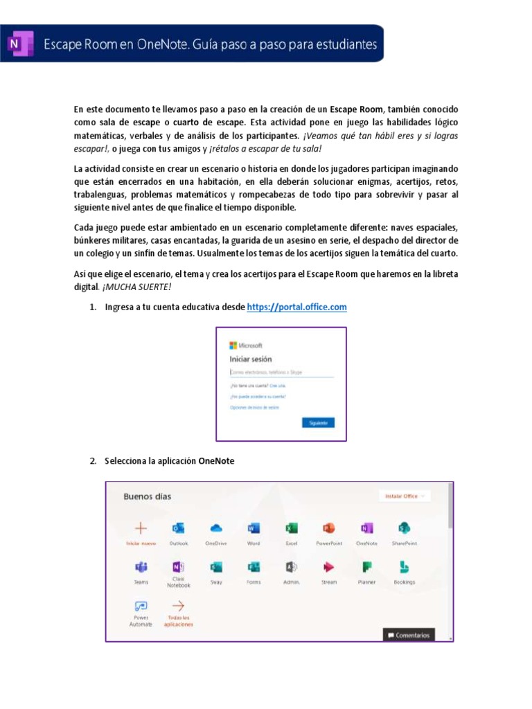 Crea tu Escape Room en OneNote | PDF