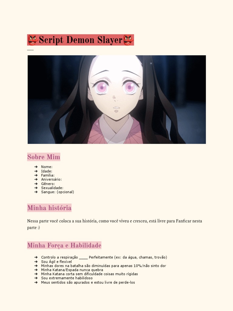 My Script: Demon Slayer | PDF | Roupas