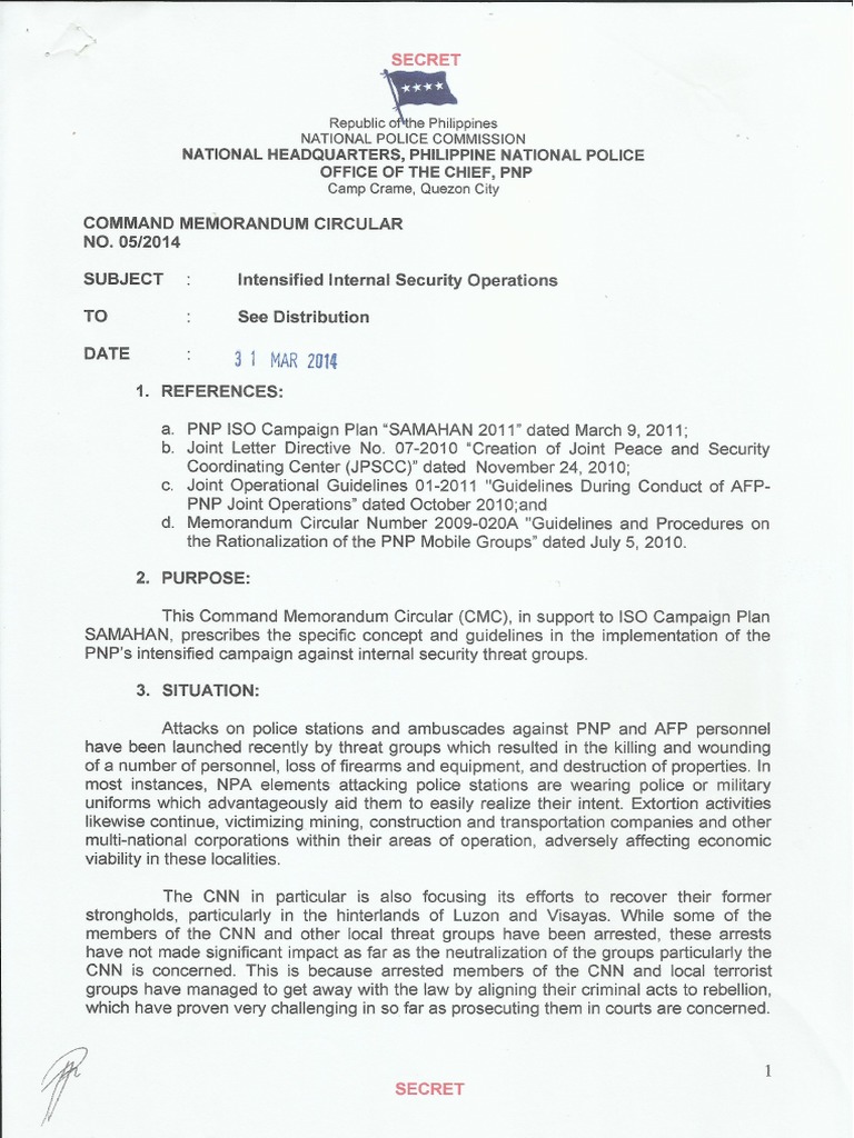 CMC 05-2014 Intensified Internal Security Operations | PDF