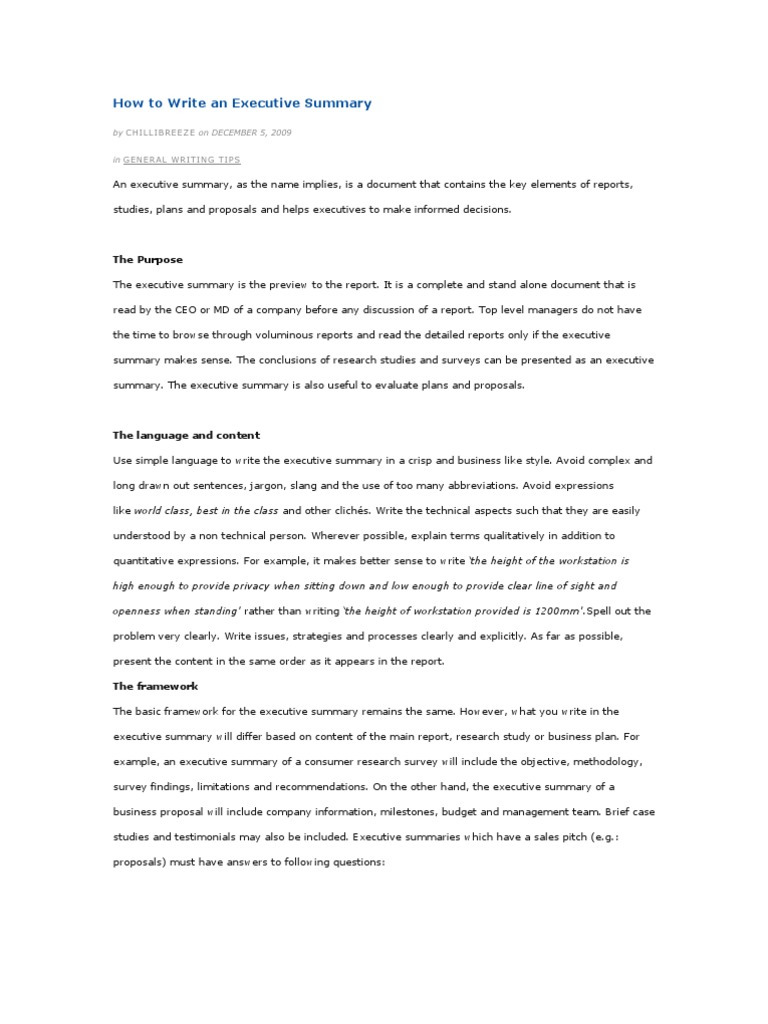 How To Write An Executive Summary | PDF | Business Plan | Memorandum