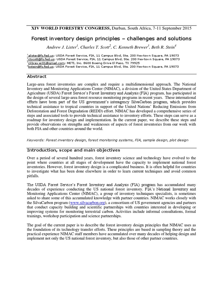 Forest Inventory Design Principles Challenges And Solutions Pdf