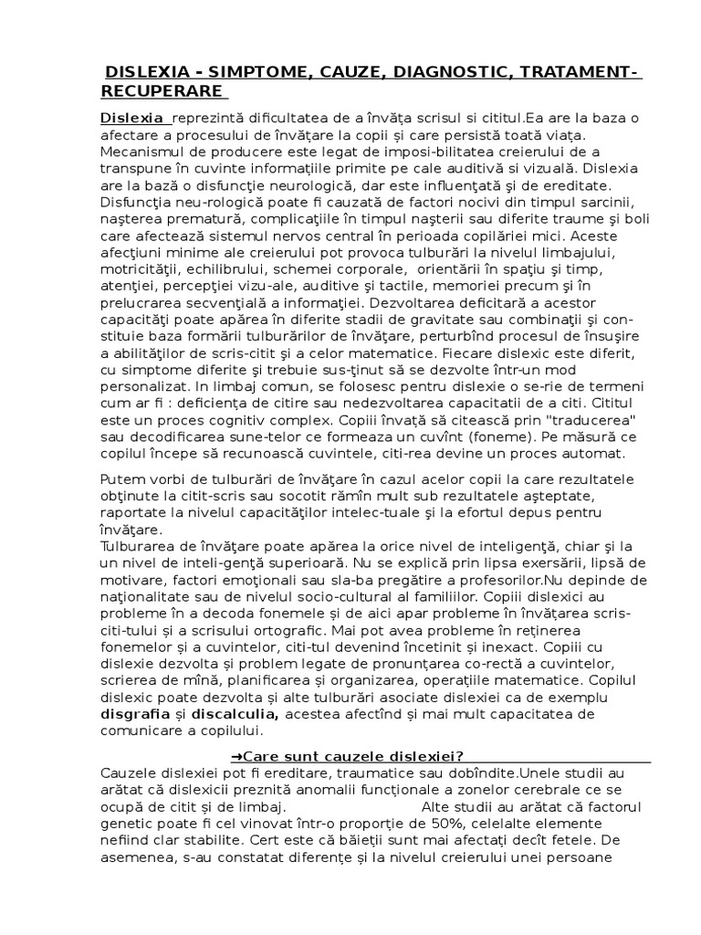 Dislexie Disgrafie | PDF