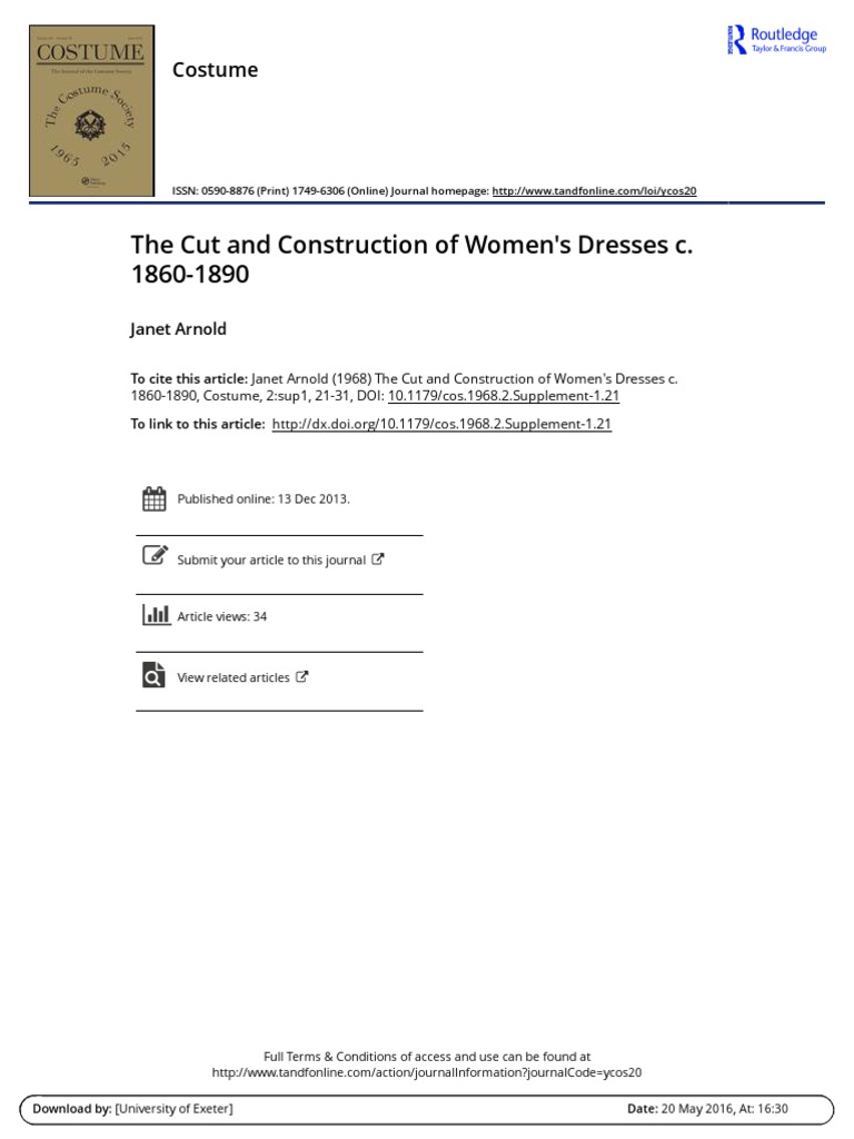 The Cut and Construction of Women's Dresses C. 1860-1890: Costume | PDF ...
