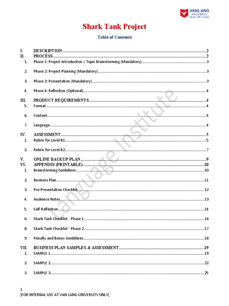 Shark Tank Project Guidelines and Process | PDF | Waste | Fluency