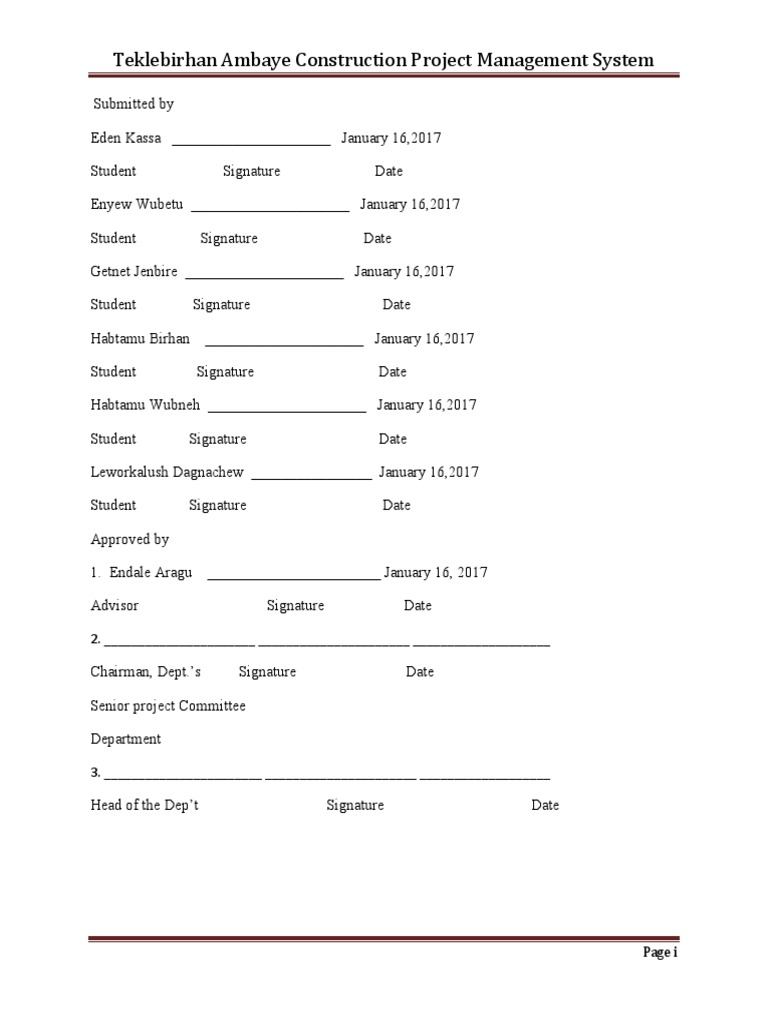 Teklebirhan Ambaye Construction Project Management System | PDF ...