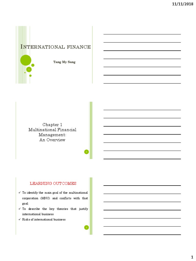 CHAPTER 1. Multinational Finance Management Overview | PDF ...