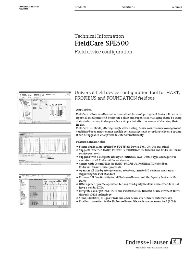 Fieldcare Sfe500: Technical Information Field Device Configuration ...