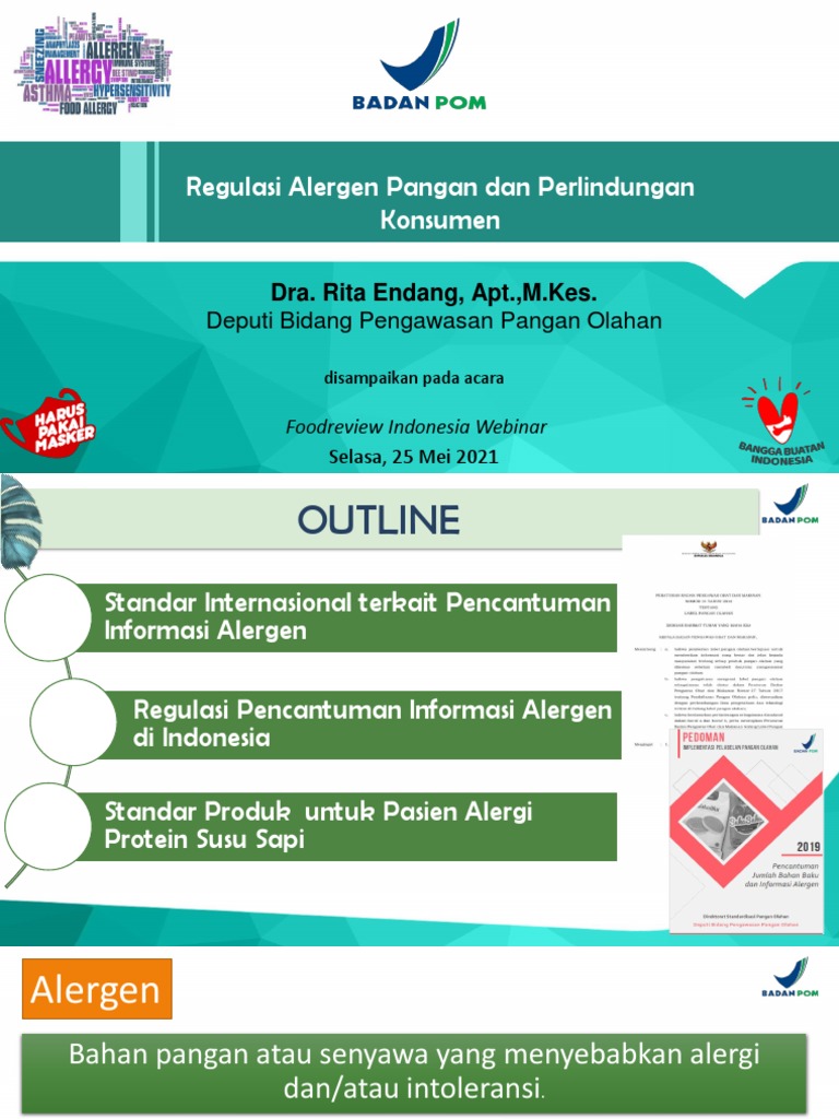 Webinar Foodreview - BPOM Paparan Deputi - Materi Seminar Food Review Alergen | PDF