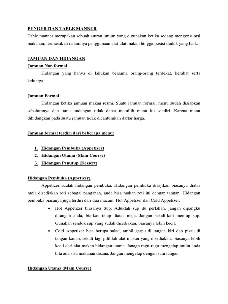 MATERI KELOMPOK 2 TABLE MANNER-dikonversi | PDF