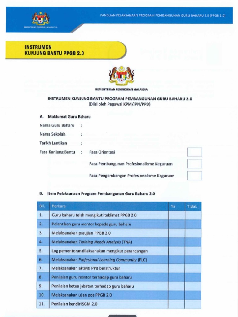 Instrumen Kunjung Bantu PGB2.0 | PDF