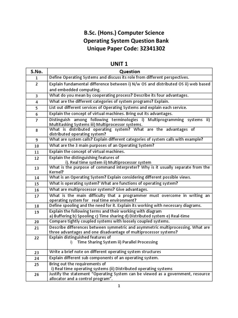 Operating Systems Question Bank | PDF | Scheduling (Computing) | Thread (Computing)
