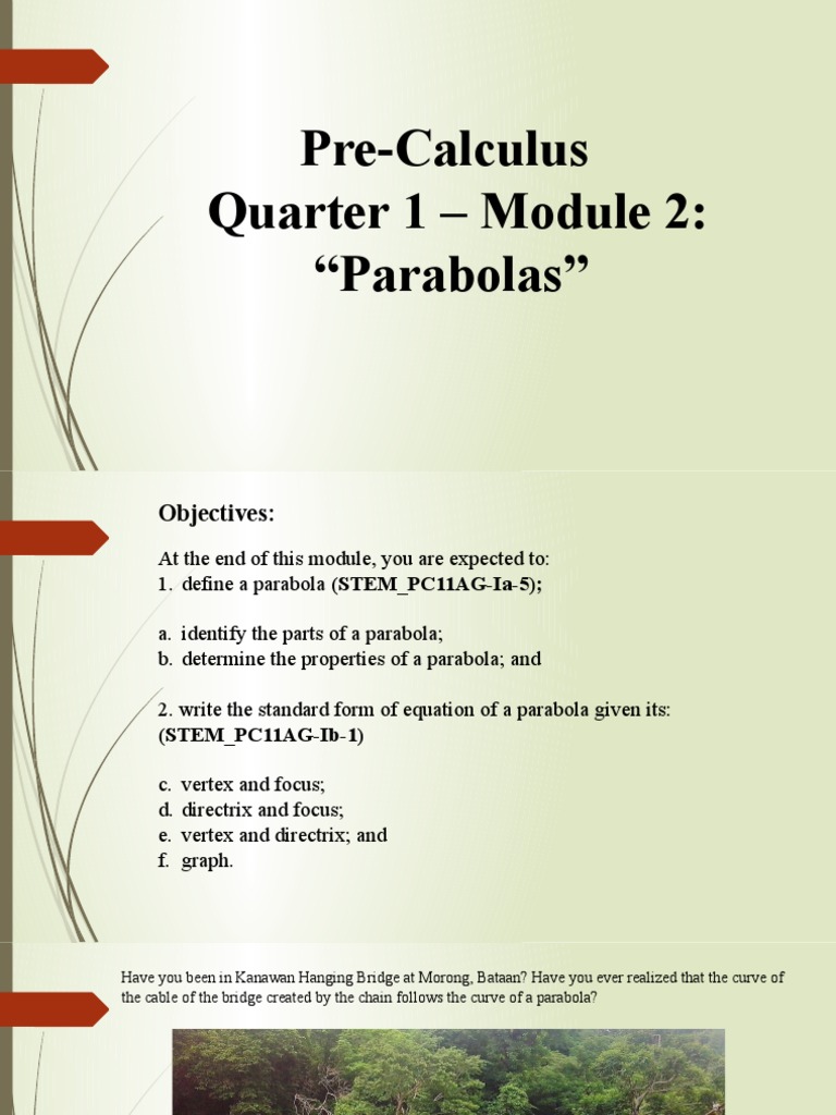 Pre-Calculus Parabolas | PDF | Geometry | Mathematical Concepts