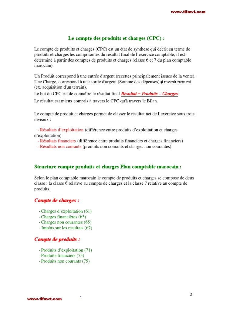 Compte des Produits et Charges en CPC | PDF | Comptabilité | Dépréciation