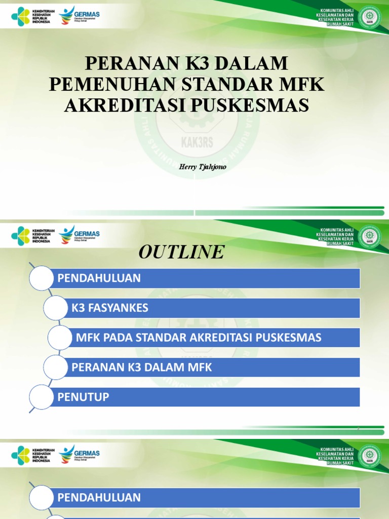 Dr. Herry - Peranan K3 Dalam Pemenuhan Standar MFK Pada Akreditasi PKM | PDF
