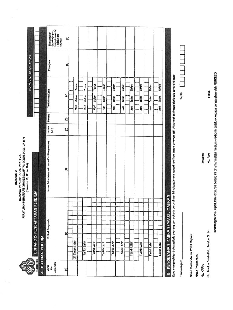 Borang 2 Perkeso | PDF