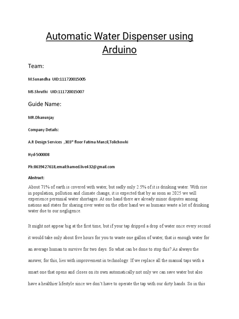 Automatic Water Dispenser Using Arduino | PDF | Field Effect Transistor ...