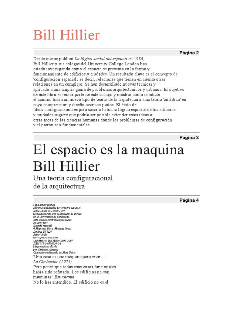 Bill Hillier LIBRO DE SINTAXIS ESPACIAL | PDF | Teoría | Espacio