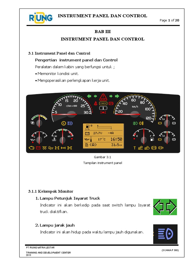Panel Instrumen Dump Truck dan Fungsinya | PDF | Pengelolaan Keuangan ...