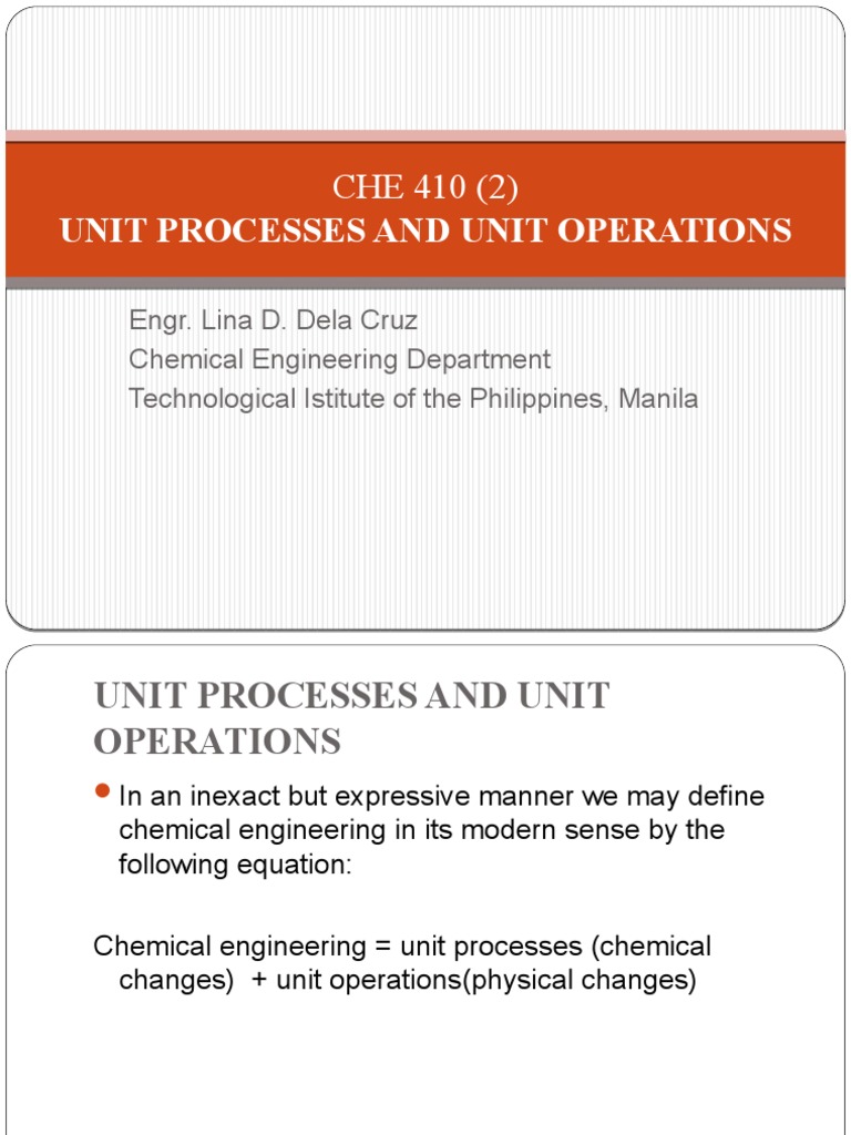 Understanding Chemical Engineering Through Unit Processes and Unit ...