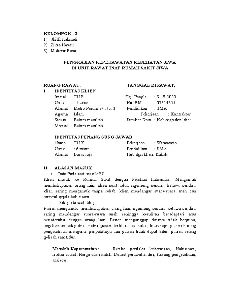 Format Pengkajian Kep Jiwa | PDF
