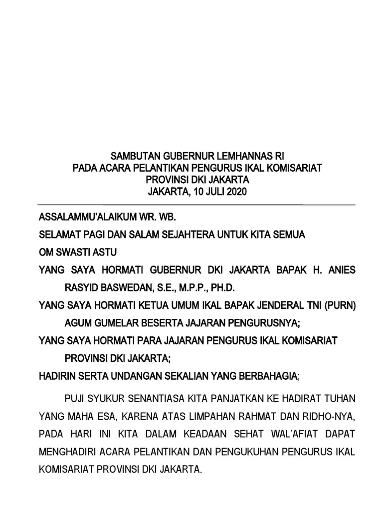 Pernyataan Pengukuhan Pengurus Komprov Ikal Dki Jakarta | PDF