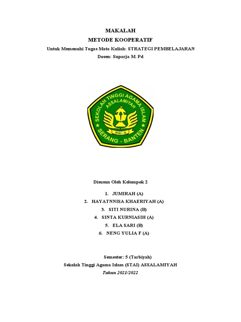 Makalah Pembelajaran Metode Kooperatif | PDF | Karier & Perkembangan