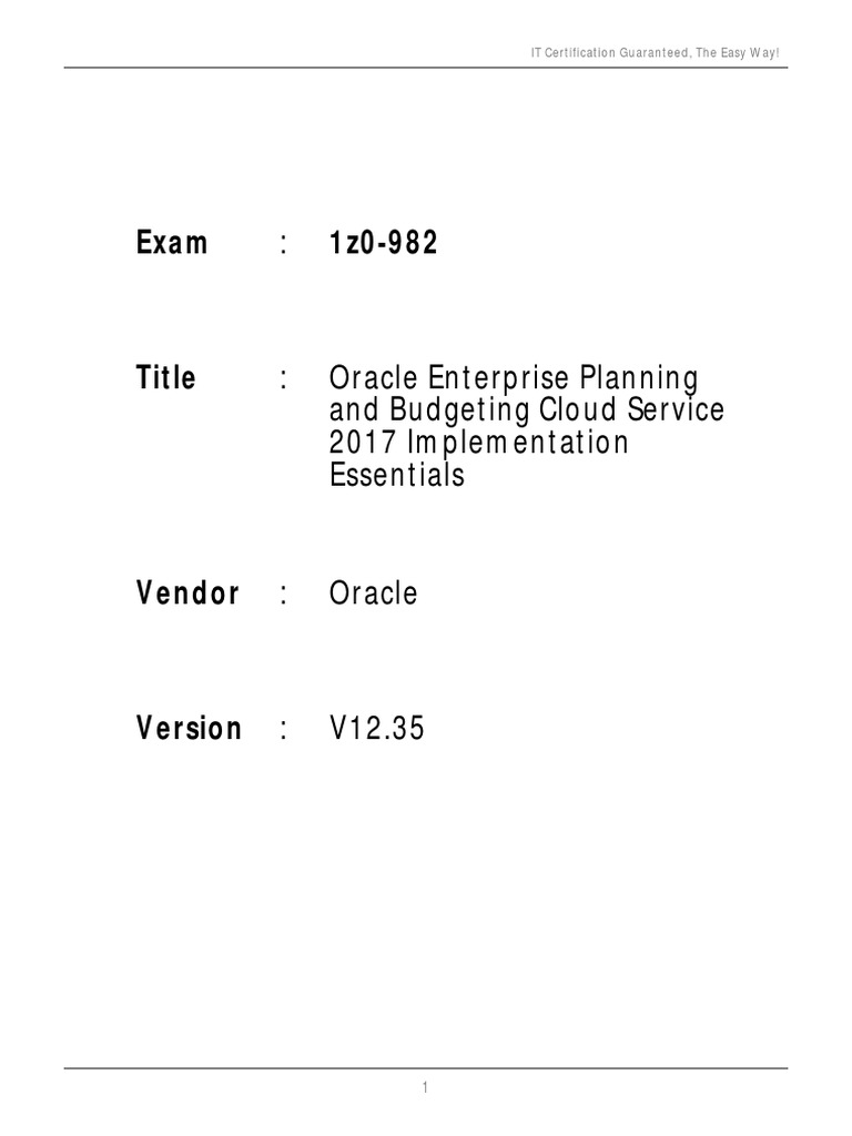 Exam 1z0-982: IT Certification Guaranteed, The Easy Way! | PDF | Cloud Computing | Databases